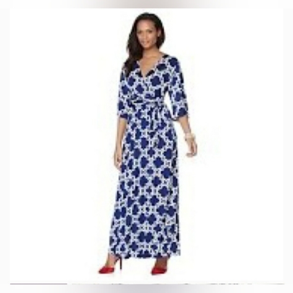 Nikki Poulos | Dresses | Copy Nikki Poulos Blue White Abstract Maxi ...